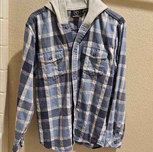 burnside | Shirts & Tops | Burnside Blue Plaid Hooded Shirt Jacket ...